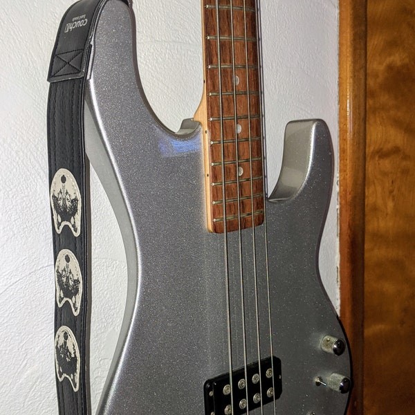 Wolf Guitar Strap, Heavy Duty Handmade Vegan Leather, Hand Sewn Wolves ...