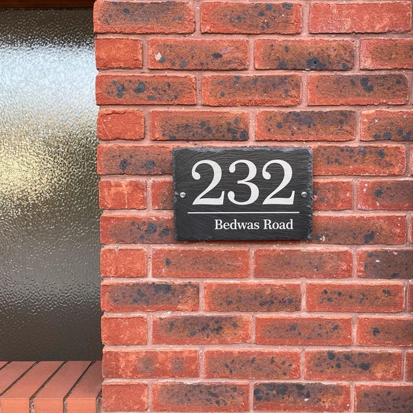 Slate Engraved House Sign - Personalised Slate Home Plaque - Modern ...