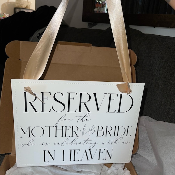 Mother of the Bride Memorial Sign for Wedding | Chair Banner to Reserve ...