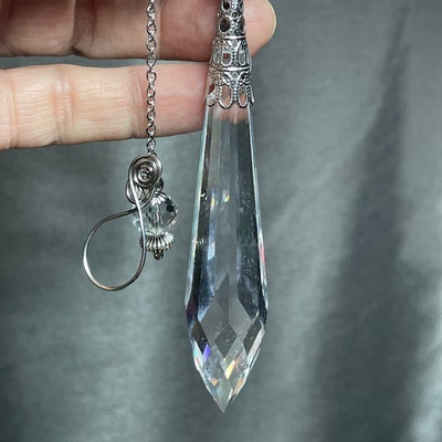 Large Crystal Glass Pendulum Prism Clear Point Divination Pendant - Etsy