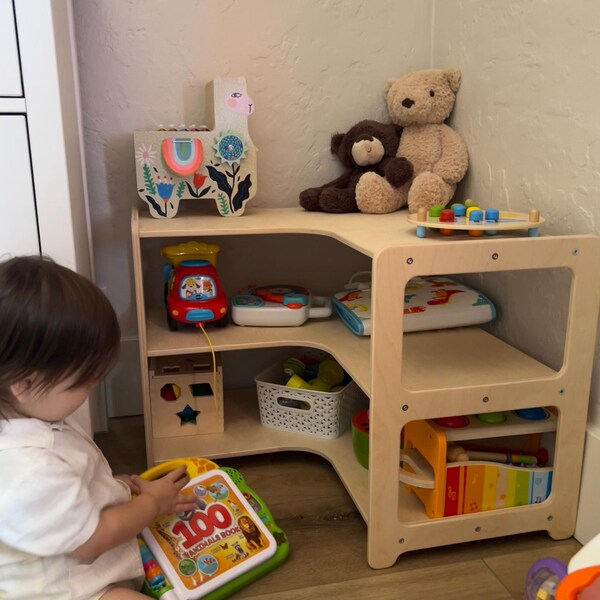 Montessori Corner Toy Shelf, Montessori Toy Storage for Corner, Corner ...