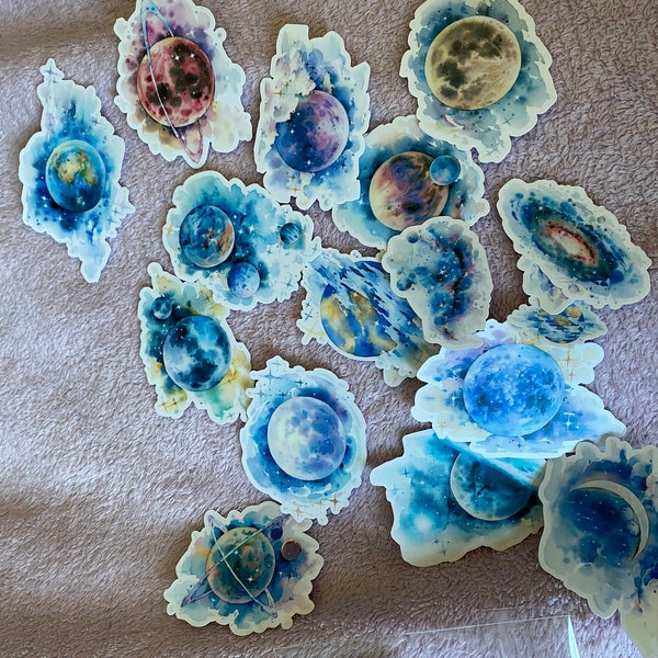 Planets Themed Stickers Pack, Space Sticker Set, Galaxy, Moon, Cosmos ...