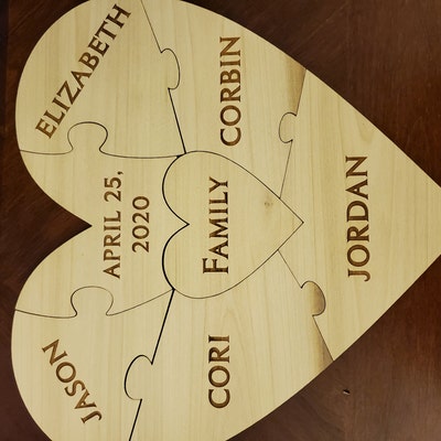 Custom Family Wooden Heart Puzzle Family Unity Puzzle Pregnancy Puzzle ...