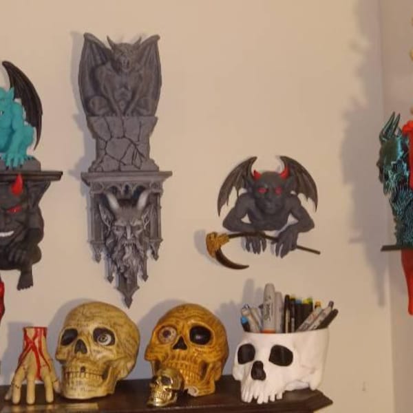 Gothic Gargoyle Statue – Detailed Library, Shelf, Bookcase, or Desk ...