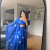 Printed Blue Georgette Lehenga Choli With Printed Embroidery - Etsy