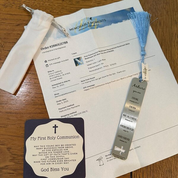 First Communion Bookmark Personalized Bookmark Bible Bookmark Gift Boy ...