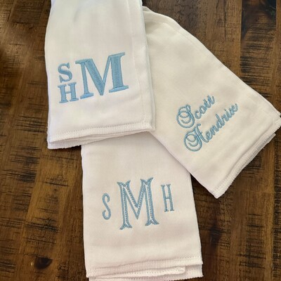 Personalized Embroidered Burp Cloth Set of 5 Monogrammed - Etsy
