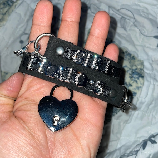 Custom Lock Collar and Owners Keychain-choker. Choose Your Words - Etsy