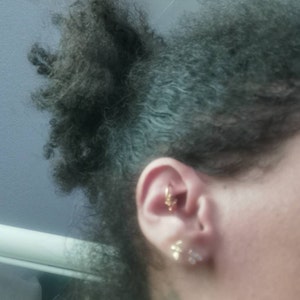 14K Solid Gold Bee Rook Piercing/eyebrow Ring/16g Rook Barbell/curved ...