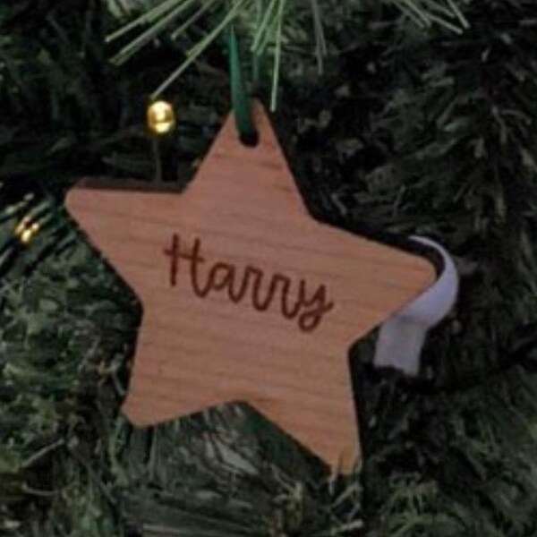 Personalised Wooden Star Tree Decoration - Christmas Decorations ...