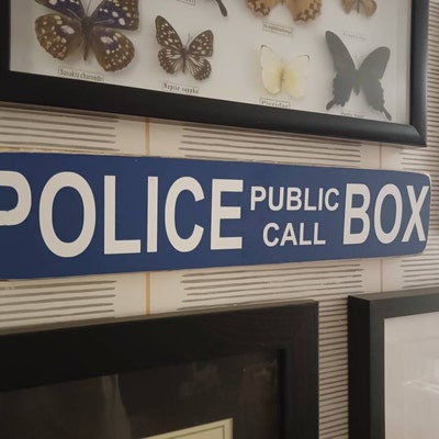 Police Public Call Box, Blue Modern Design Handmade Sign Home Décor ...