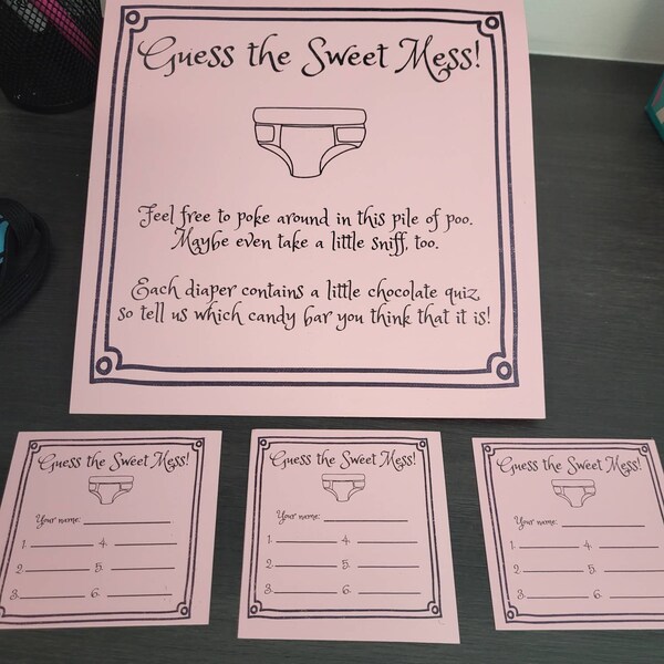 Guess the Sweet Mess Dirty Diaper Baby Shower Game Kit With Sweet ...