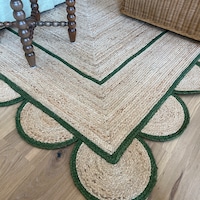 Buy Scallop Jute Rug, Natural Jute Wavy Edge Rug, Scalloped Shape Rug ...