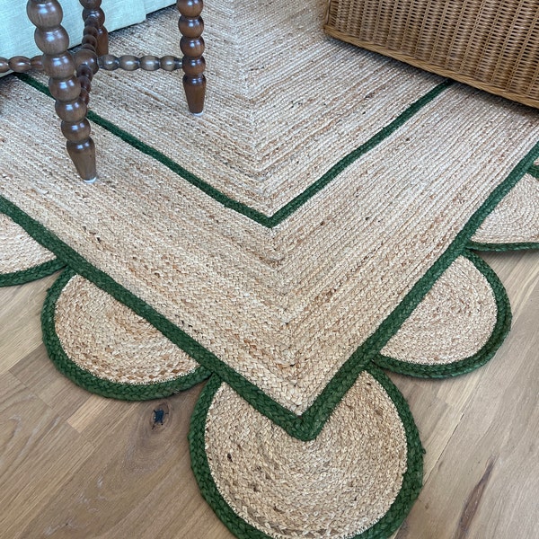 Scalloped Jute Rug, Scallop Rug, Boho Jute Rug, Natural Jute Rug ...