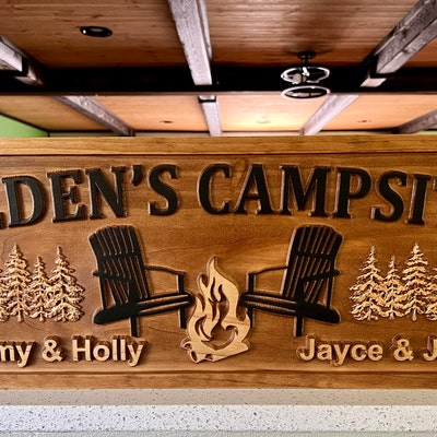 Custom Wood Campfire Sign Family Name Campsite Sign Last Name Sign ...