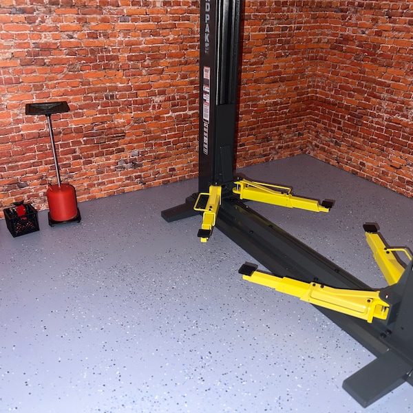 1/10 Scale RC Car Garage Floor Sticker Gray Epoxy Blue Sprinkle ...