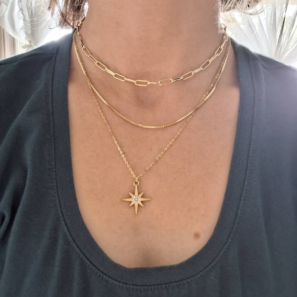Minimalist Triple Layered Necklace Set-silver 3 Piece Chokers-stacking ...