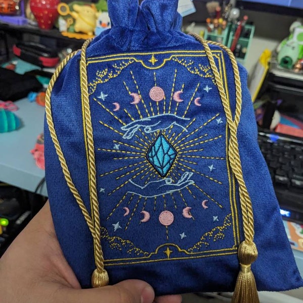 Silk Velvet Tarot Bag, Blue Velvet Tarot Card Storage Bag, Unique ...