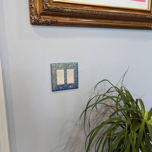 Blue Color Shifting Glitter Light Switch & Outlet Covers - Sparkly ...