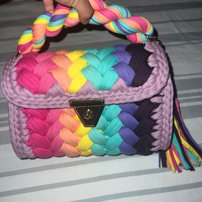 Multi Color Bag/hand Woven Bag/crochet Bag/knitted Bag/colorful Bag ...
