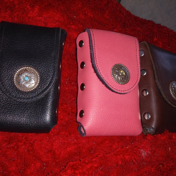 Black Leather Cigarette Case With Western Style Turquoise Concho - Etsy