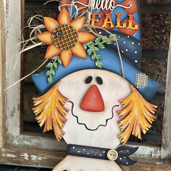 Hello Fall Scarecrow Door Hanger | Thanksgiving | Door Hanger | SVG ...