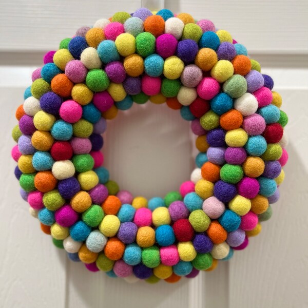 27 Rainbow Pom Pom Statement Mirror, Unique Wall Mirror. Large Round ...