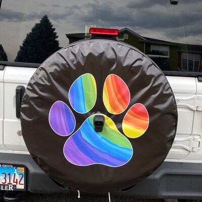 Pet Paws Spare Tire Cover Paw Print Wheel Cover Color Options in Menu ...