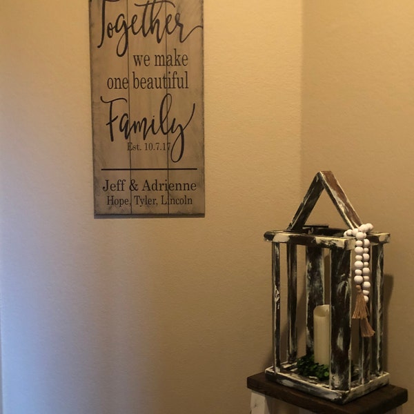 Family Sign - Together We Make One Beautiful Family - Wood Sign ...