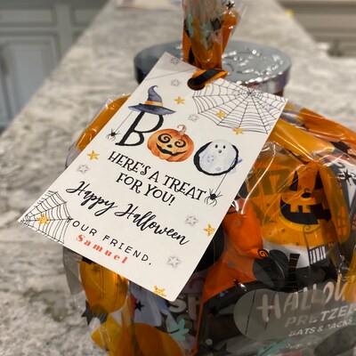 Printable Halloween Favor Tag Template, Boo Gift Tags, Trick or Treat ...