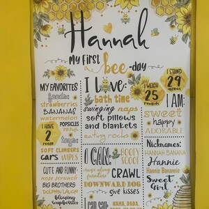 EDITABLE Honey Bee First Birthday Chalkboard Poster. Printable Bee-day ...