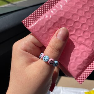 Adjustable Smiley Beaded Rings Stackable Y2K Smiley Face Wire Rings - Etsy