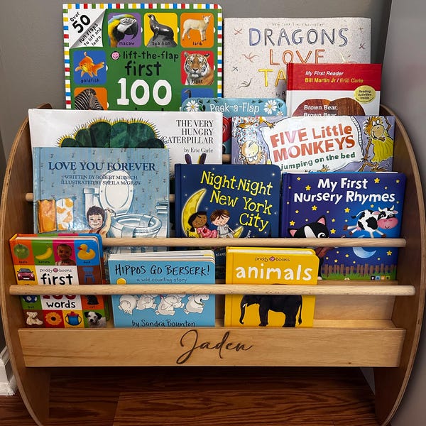 Personalized Bookshelf for Kids, Montessori Book Storage, Childrens ...