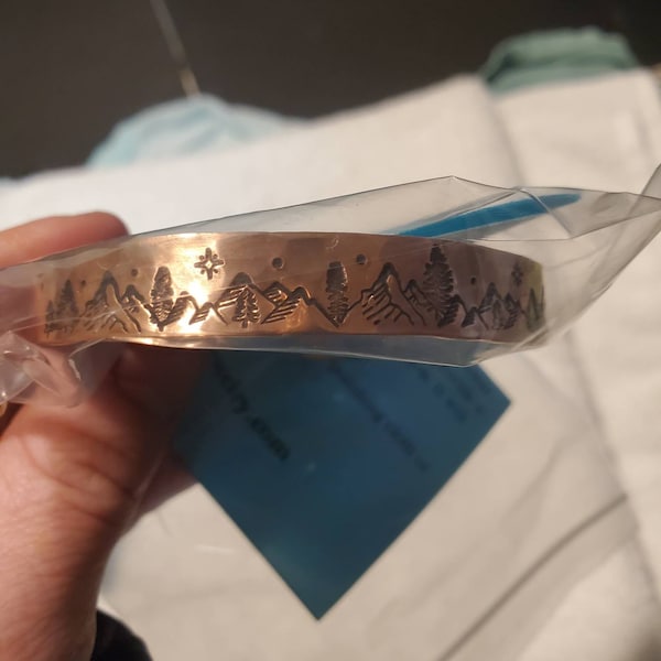 Personalized Copper Mountain Range Bracelet With Night Sky / 3/8 or 1/2 ...