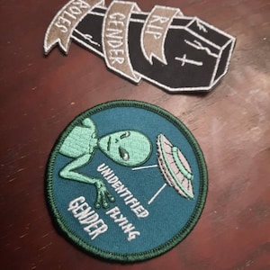Unidentified Flying Gender Patch - 3" Iron on Embroidered Patch - Non ...