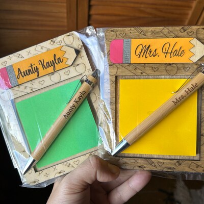 Teacher Gift Custom Post It Note Holder With Pen And/or Custom White ...