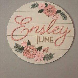 Custom Wood Floral Shiplap Name Sign Personalized Round Sign for ...