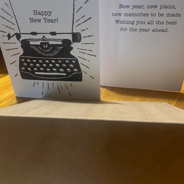 Happy New Year Typewriter Christmas Cards and Envelopes - Etsy