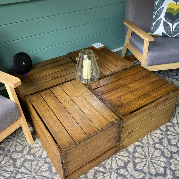 4 X Vintage Wooden Apple Crate, Rustic Wood Box, Wedding Decor, Coffee ...