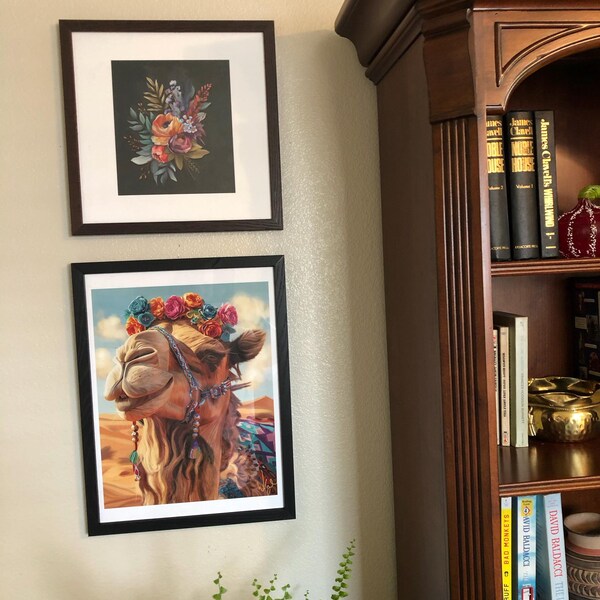 Gouache Coral Poppy Flower | Boho Painting | Framed Botanical Art Print ...