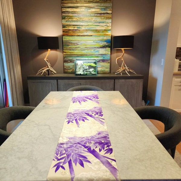 Japanese Obi Embroidered Artwork, Horizontal Textile Wall Art, Japanese ...