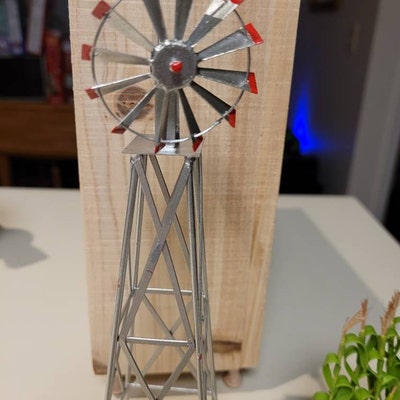 Gray Windmill Miniature 8 Inch Tall Old West Farm Model Windmill ...