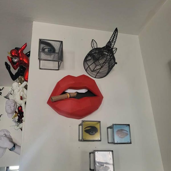 Framed Cement Lip Wall Art Decor for Home or Office | Statement Art ...