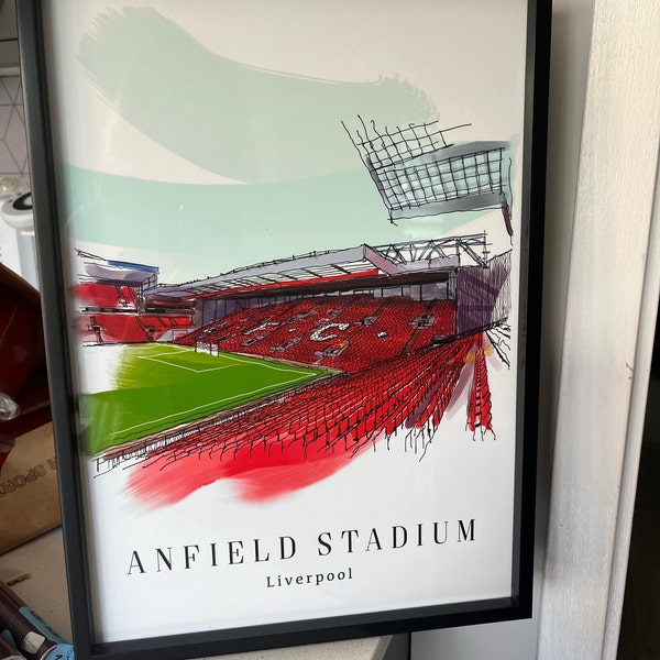Anfield Art Print / Liverpool Wall Art / Football Art Print / Football ...