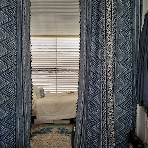 Blue Boho Style Curtains, Cotton Linen Curtains, Boho Decor, Boho ...