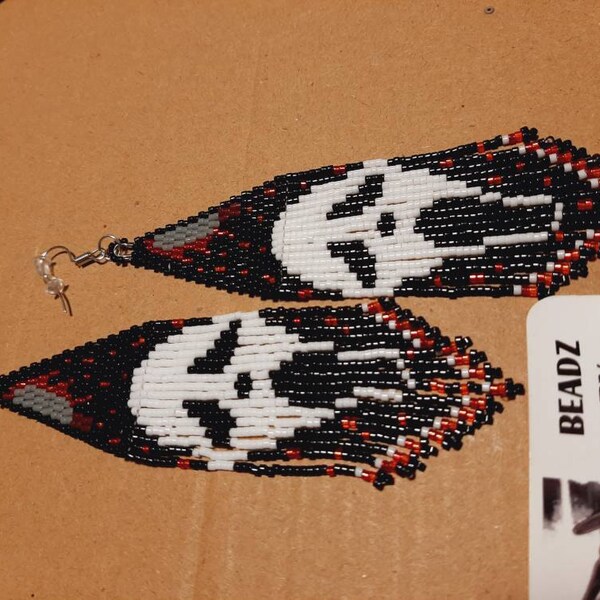 Skull Earrings Pattern | Halloween Long Seed Bead Earrings | Step by ...