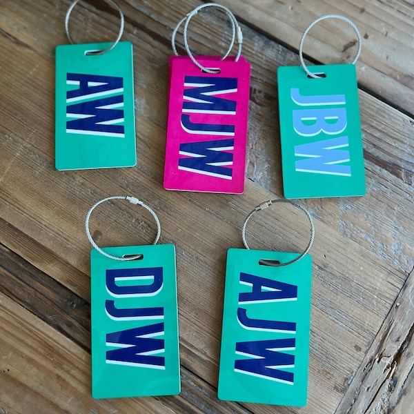 Personalized Shadow Monogram Luggage Tag, Double-sided Bag Tag, Travel ...