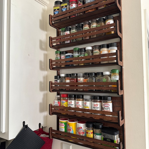 Large Hanging Wall Mount Spice Rack - 2 Versions 11" X 36" and 18" X 36 ...