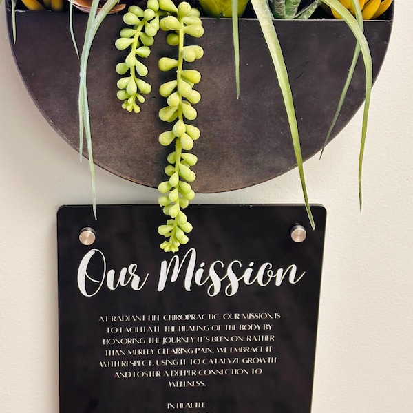 Personalized Acrylic Mission Statement Plaque Personalized Office Decor ...