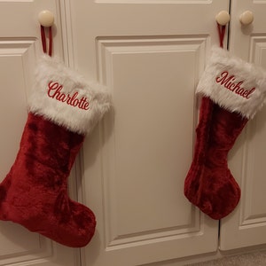 Red Velvet Plush Personalized Stocking Velvet Custom Stocking Family ...
